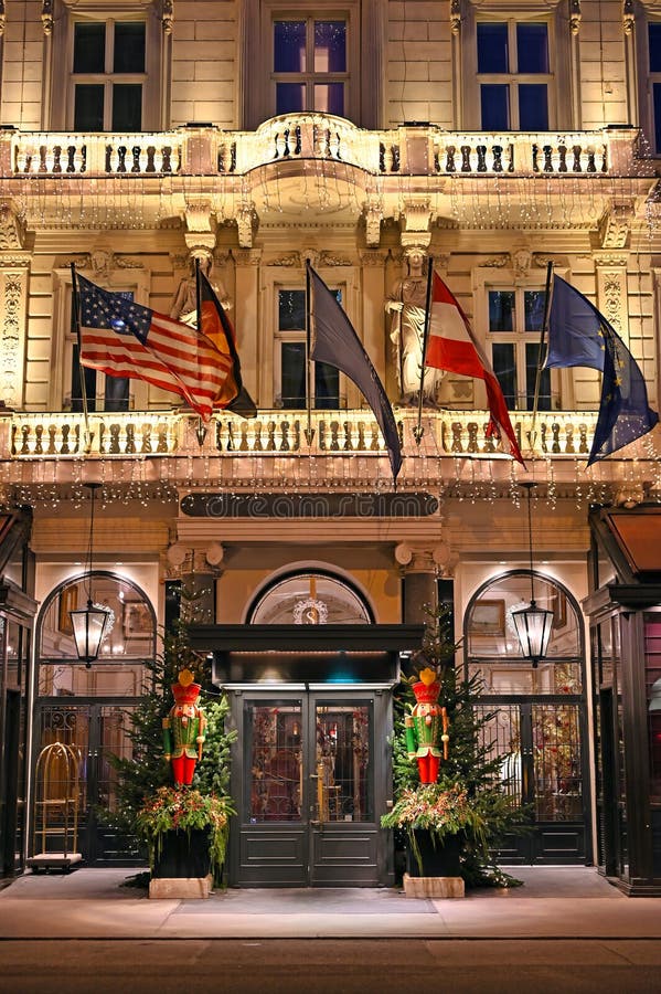 Christmas Decorations in Front of the Building in Vienna Stock Photo ...