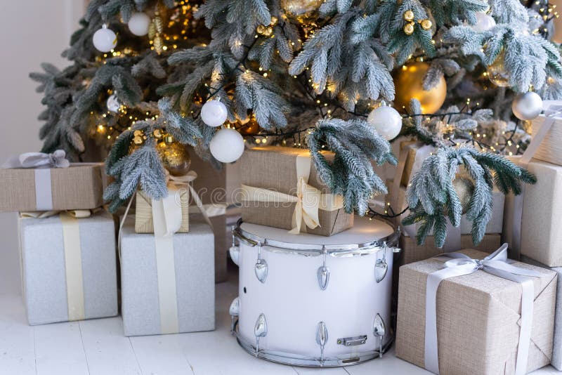 Christmas Decorations with Gift Boxes Under the Christmas Tree Stock ...