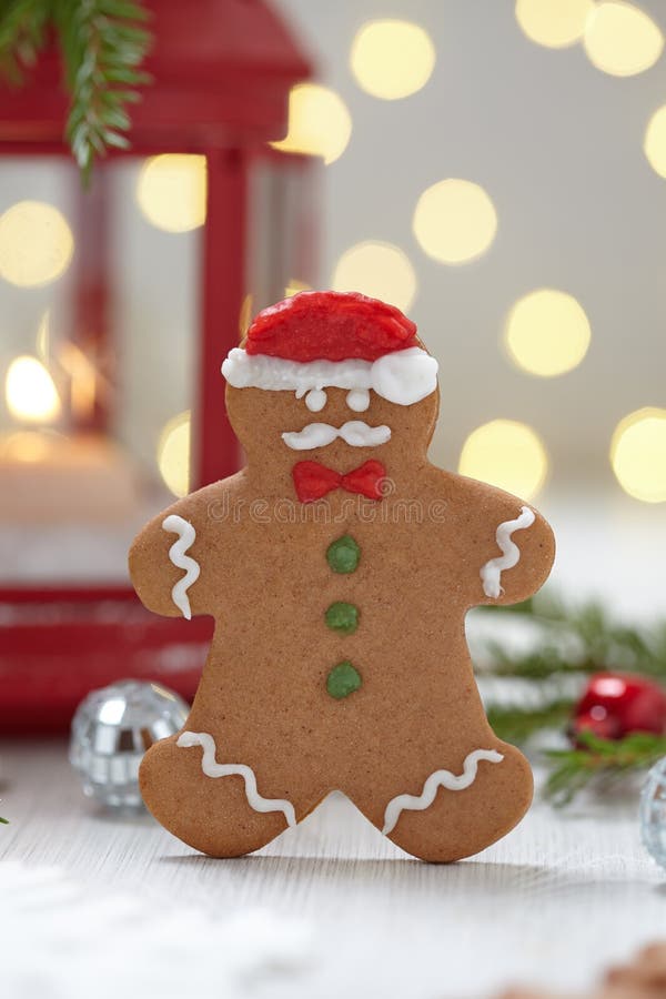 Christmas Decorations with Gingerbread Cookie Man Stock Image - Image ...