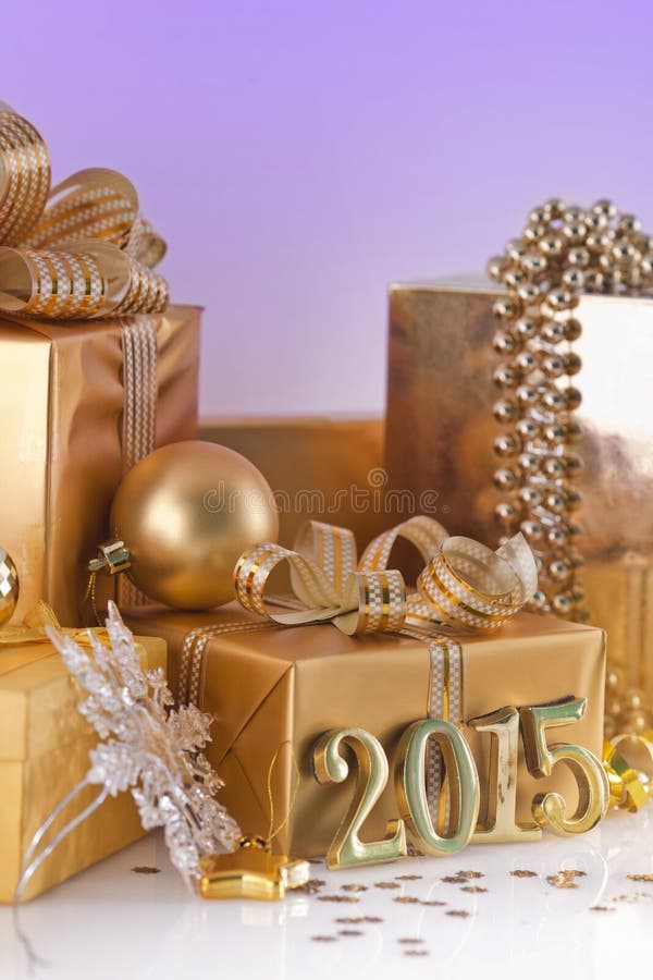 Christmas Decorations and Golden Figures Stock Photo - Image of metal ...