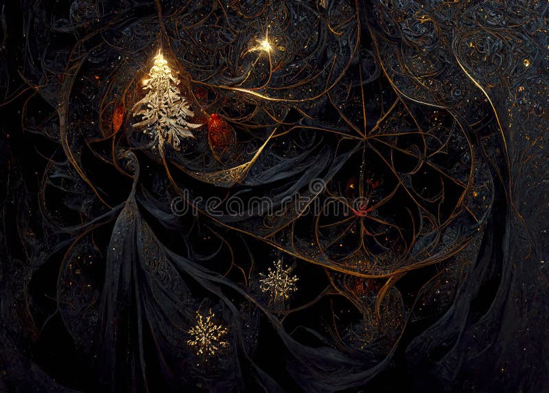 Christmas Decorations in Gothic Style Stock Illustration - Illustration ...