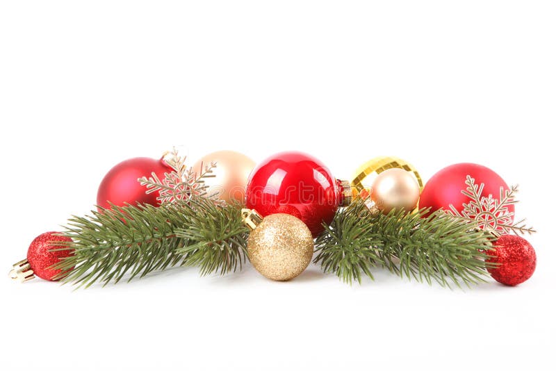 Christmas Decorations Isolated on White Stock Photo - Image of bauble ...