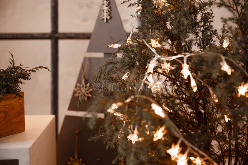 Christmas Decorations in a Loft Stock Image - Image of happy, glitter ...