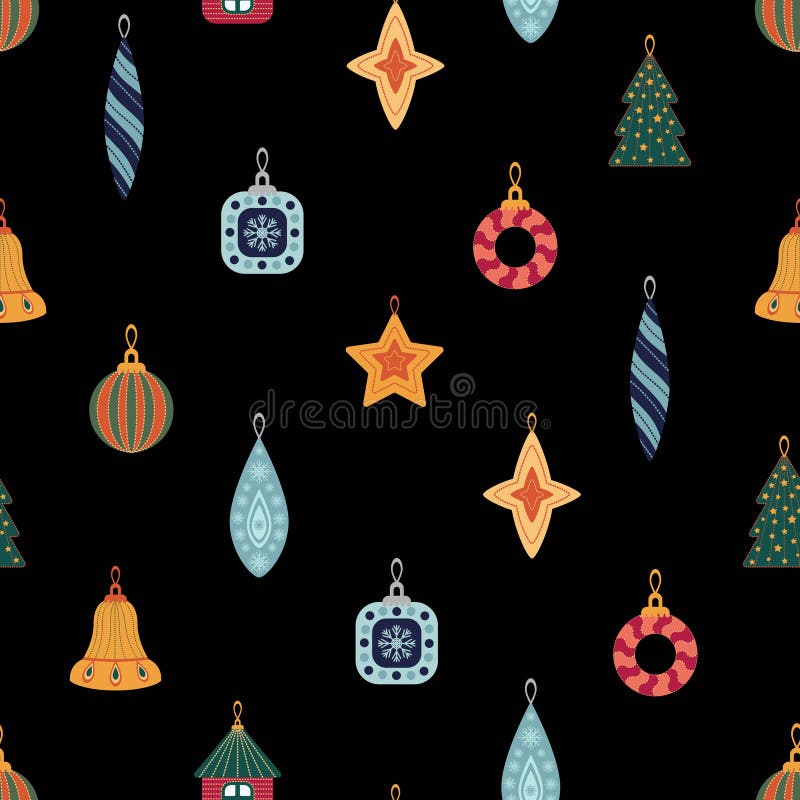 Christmas Decorations. New Years Design of Fabric, Gift Paper. Seamless ...