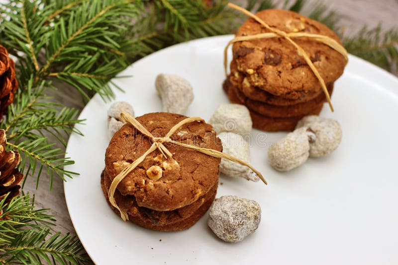 Christmas Decorations - Oat Biscuits for Santa Claus and Branches of ...