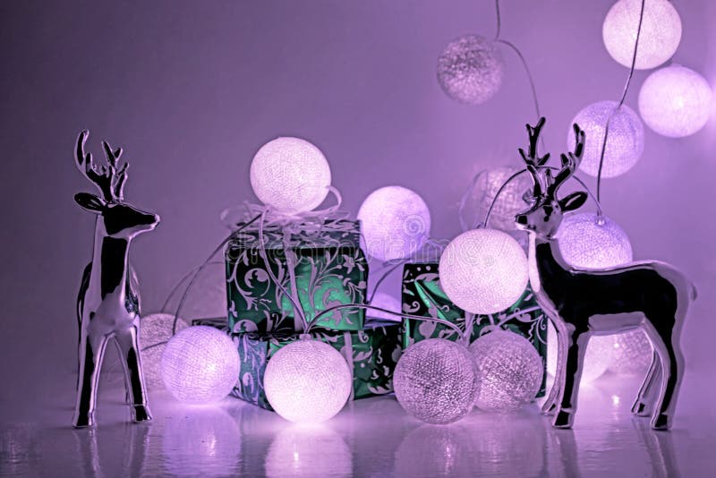 Christmas Decorations. Round Electric Christmas Lights. Horizontal ...