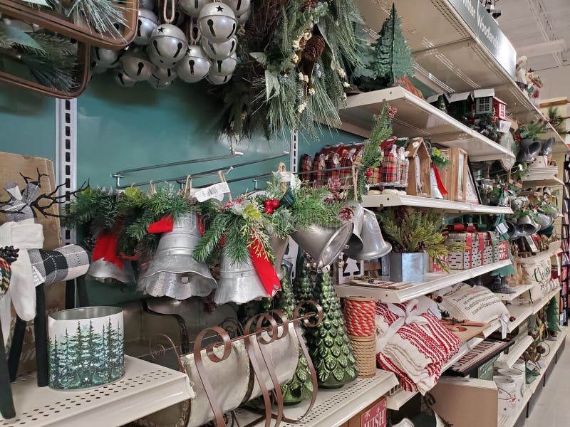 Christmas Decorations on Store Shelves Editorial Photo - Image of plant ...