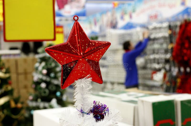 Christmas Decorations in Supermarket Stock Image - Image of merry ...