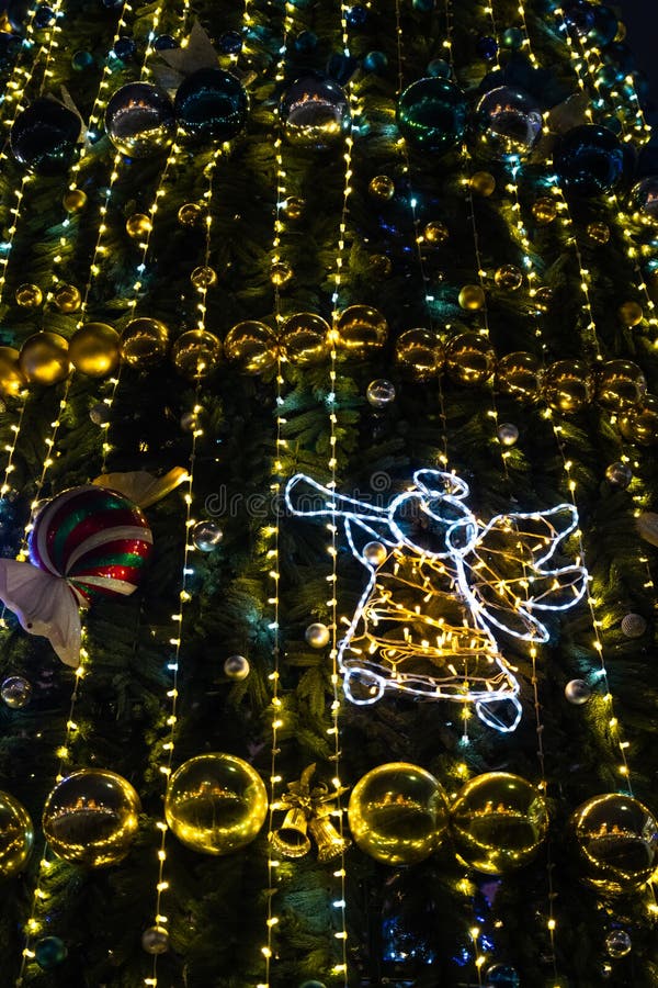 Christmas Decorations on the Christmas Tree. an Angel Singing on a ...