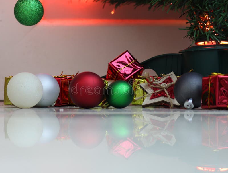 Christmas Decorations Under a Christmas Tree Stock Image - Image of ...