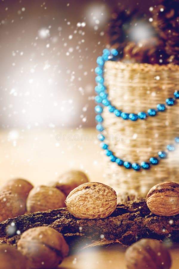 Christmas Decorations with Walnuts Stock Photo - Image of december ...