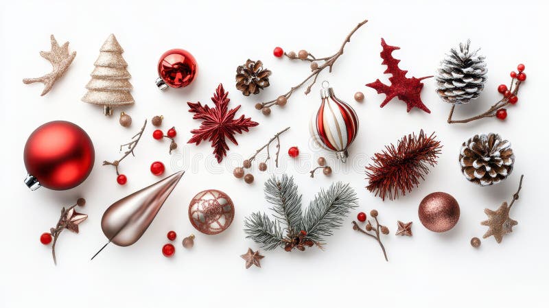 Christmas Decorations on a White Background for a Simple Visual. Stock ...