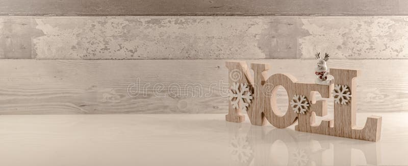 Christmas Decorations with the Word Noel in Wood. Stock Photo - Image ...