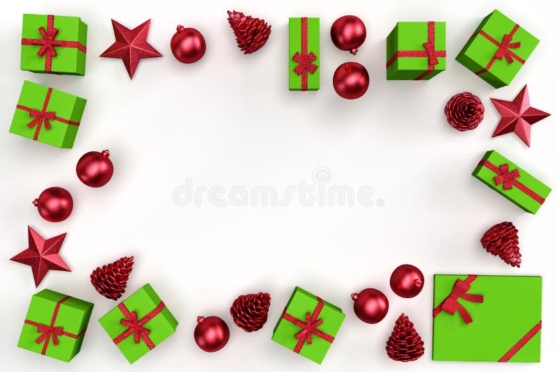 Christmas Decorative Elements and Gift Boxes Forming Rectangular Frame ...