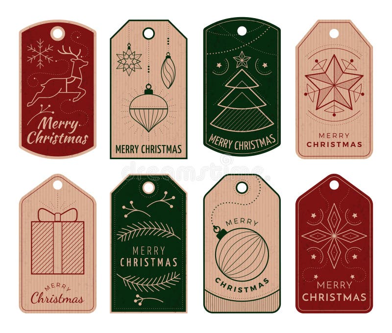 Christmas Decorative Hang Tags with Wishes Stock Vector - Illustration ...