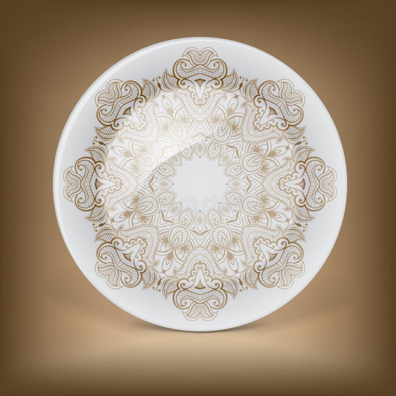 Christmas Decorative Plate with Round Lace Pattern Stock Vector ...