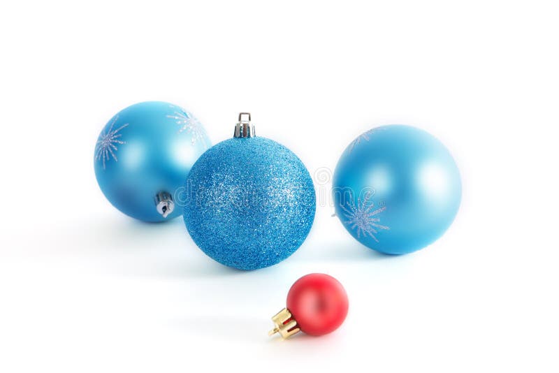 Christmas Decorative Three Christmas Blue Balls and One Red Christmas ...