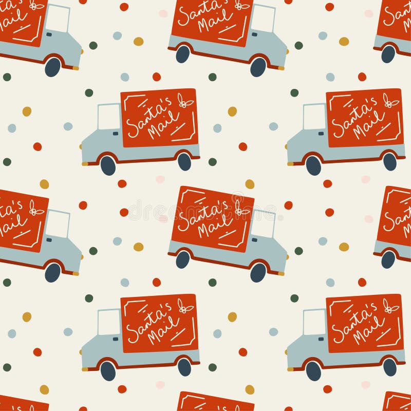 Christmas Delivery Car Pattern Stock Vector - Illustration of pattern ...