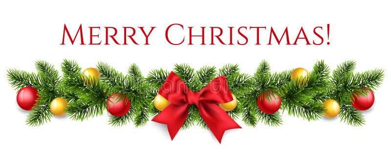 Christmas Design with Border of Realistic Christmas Tree Branches ...