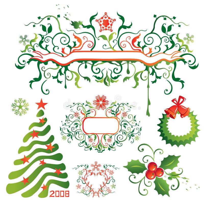 Elegant Christmas Flourish and Baubles Stock Vector - Illustration of ...