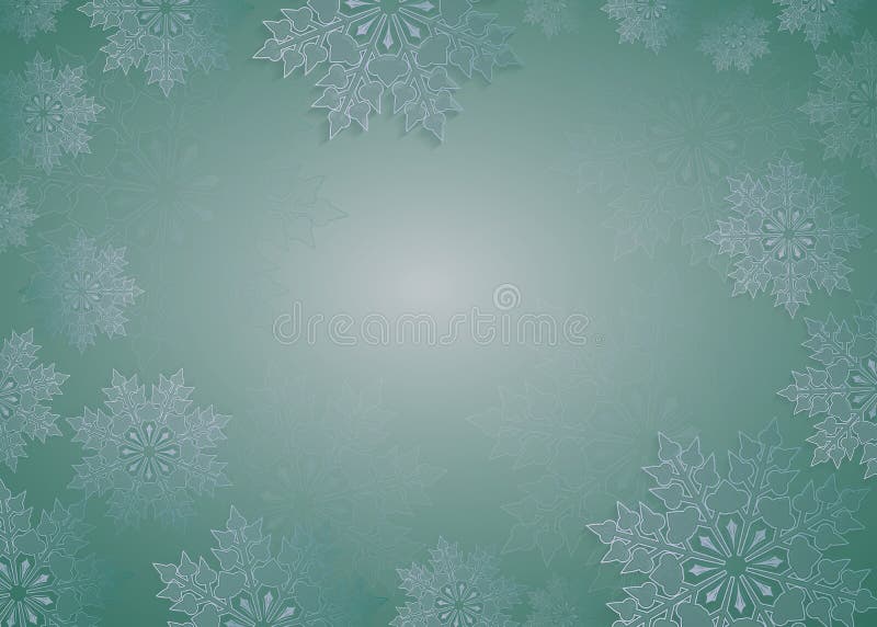 Christmas Design in Green with Beautiful White Snowflakes, Frame. Stock ...