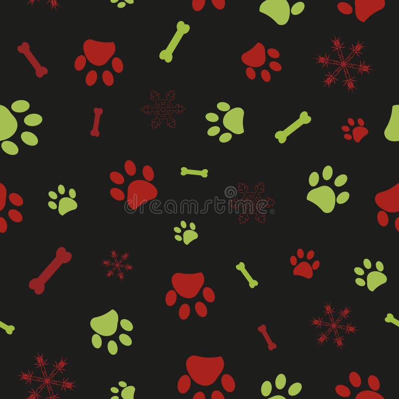 Christmas Design Seamless Paw Prints Pattern 3 Stock Vector ...