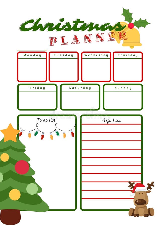 Christmas Digital Planning Insert Sheet Printable Page Template Stock ...