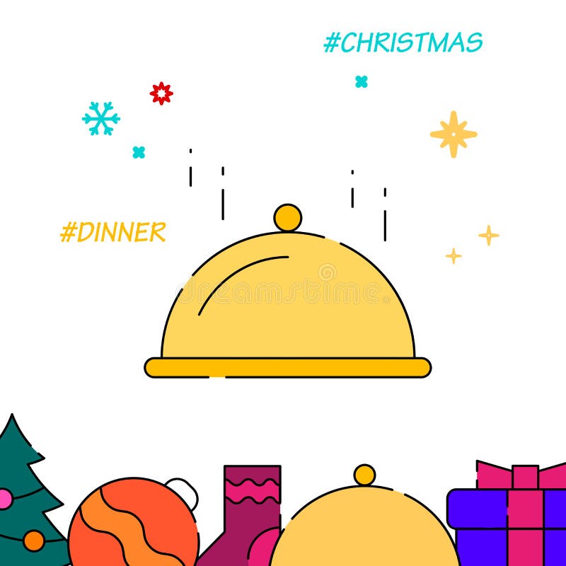 Christmas Dinner, Festive Table Flat Vector Icon, Symbol, Pictogram ...