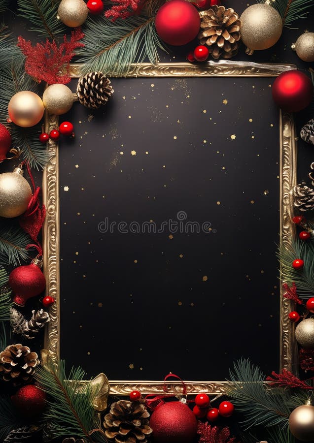 Christmas Dinner Party Watercolor Winter Border Stock Illustration ...