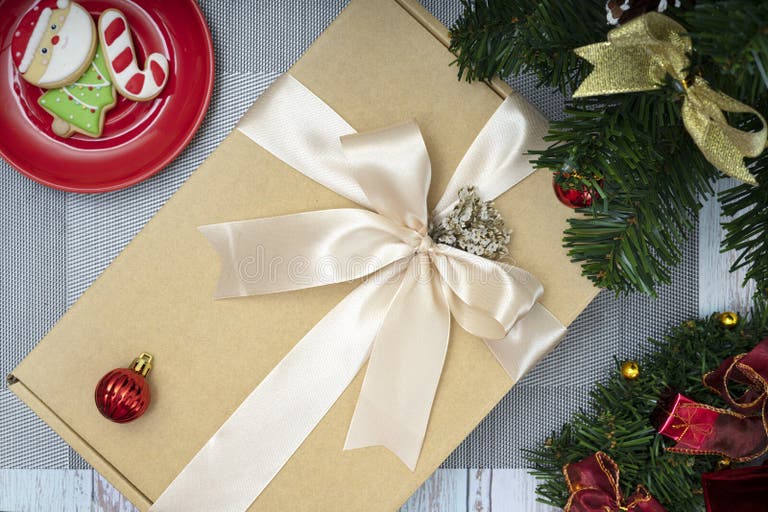 Traditional Christmas Dinner Santa Decor Warpping Paper Stock Photos ...