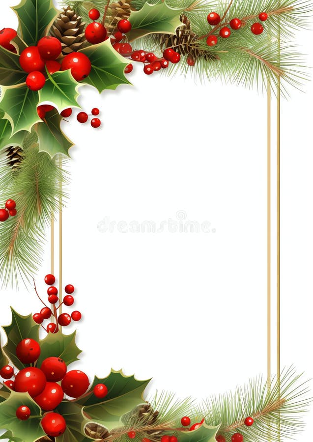 Christmas Dinner Watercolor Winter Border Stock Illustration ...