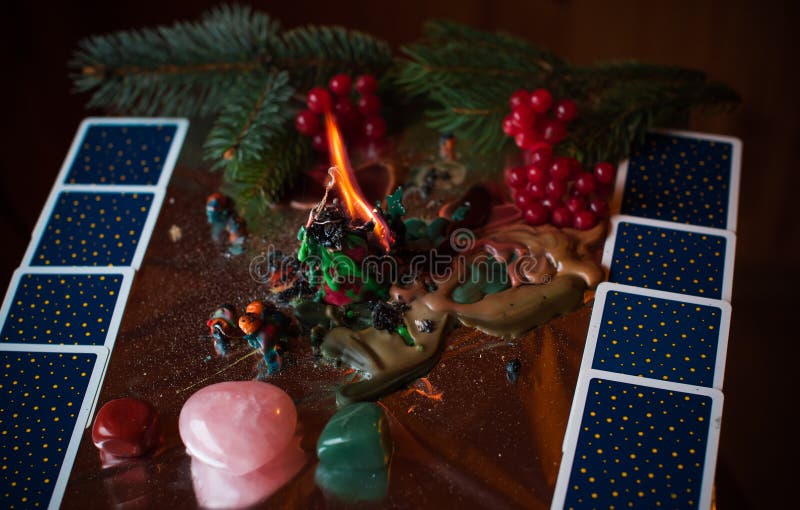 Christmas Divination, Rituals with a Candle Stock Image - Image of ...