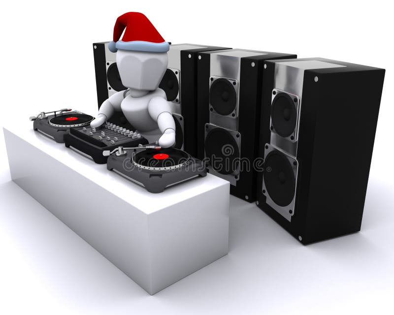 Christmas DJ Mixing Records on Turntables Stock Illustration ...