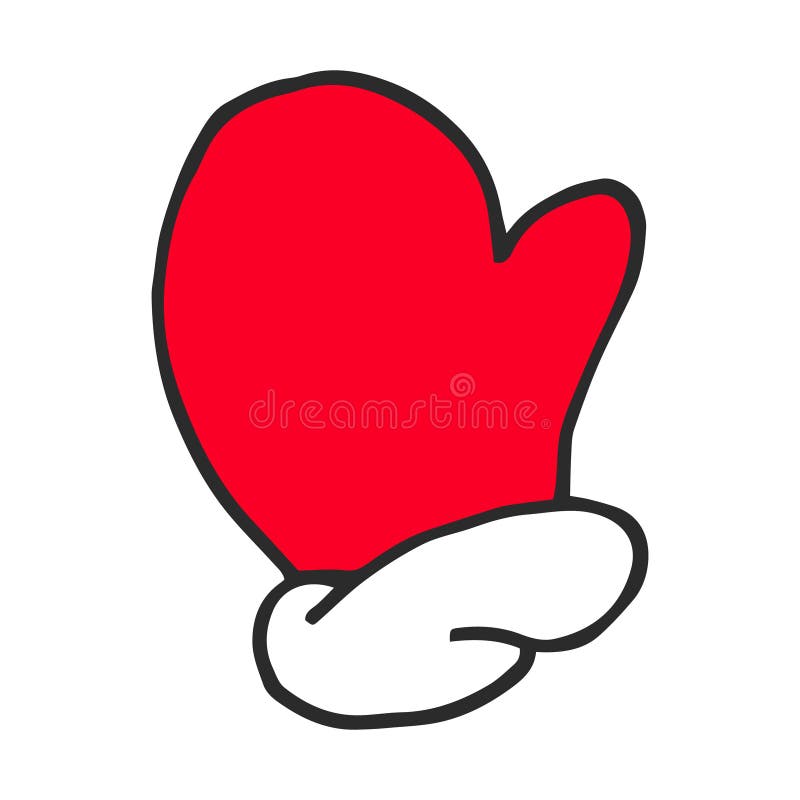 Christmas Doodle Hand Drawn Vector Santa Claus Mitten Illustration ...