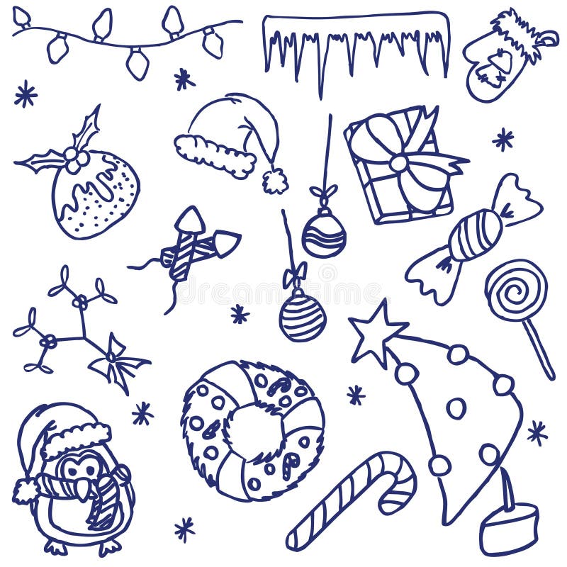 Christmas doodles stock vector. Illustration of design - 11982441