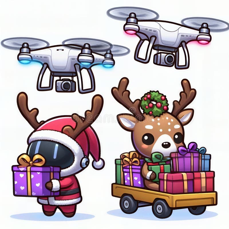 Christmas Drone Delivery stock illustration. Illustration of ... Christmas Drone Delivery stock illustration. Illustration of ...