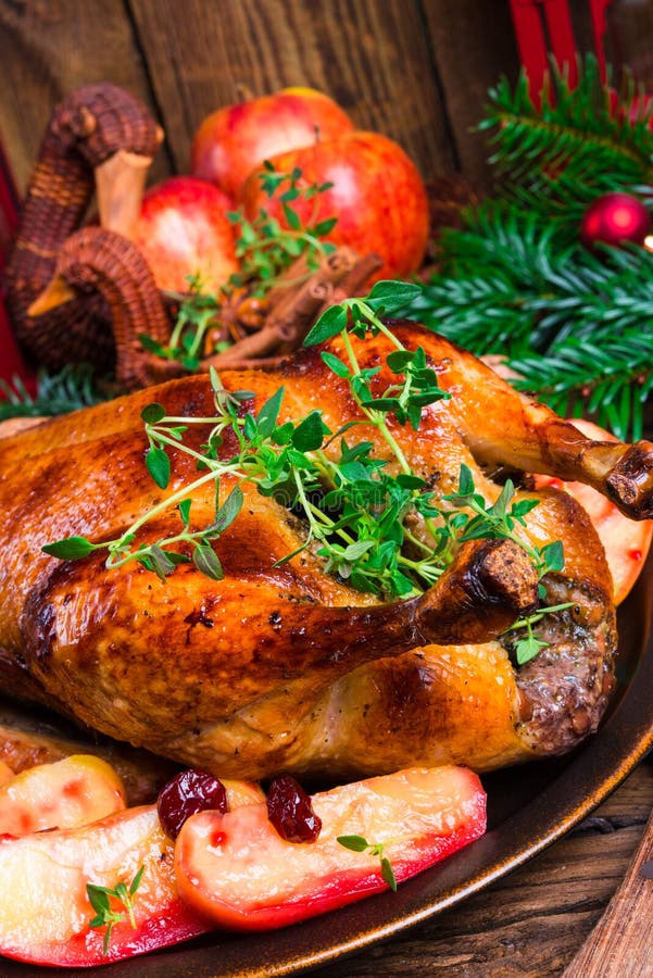 Christmas duck stock image. Image of brown, herbs, lemon - 45958745