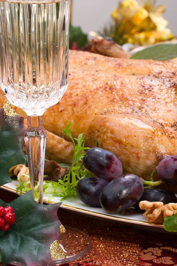 Christmas Duck on Holiday Table Stock Photo - Image of roasted, dinner ...