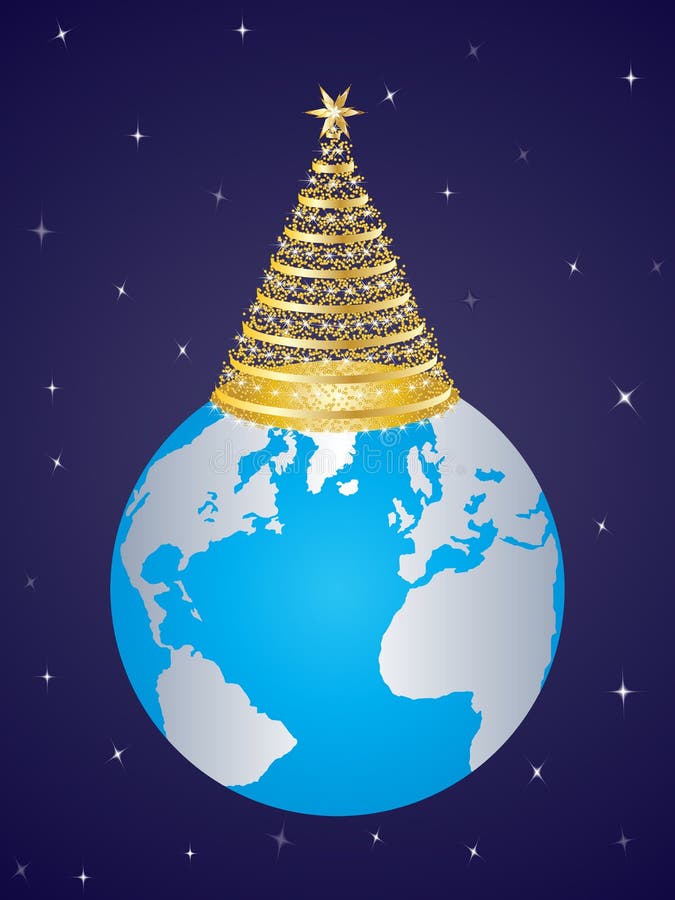 Christmas on earth stock vector. Illustration of earth - 7321778