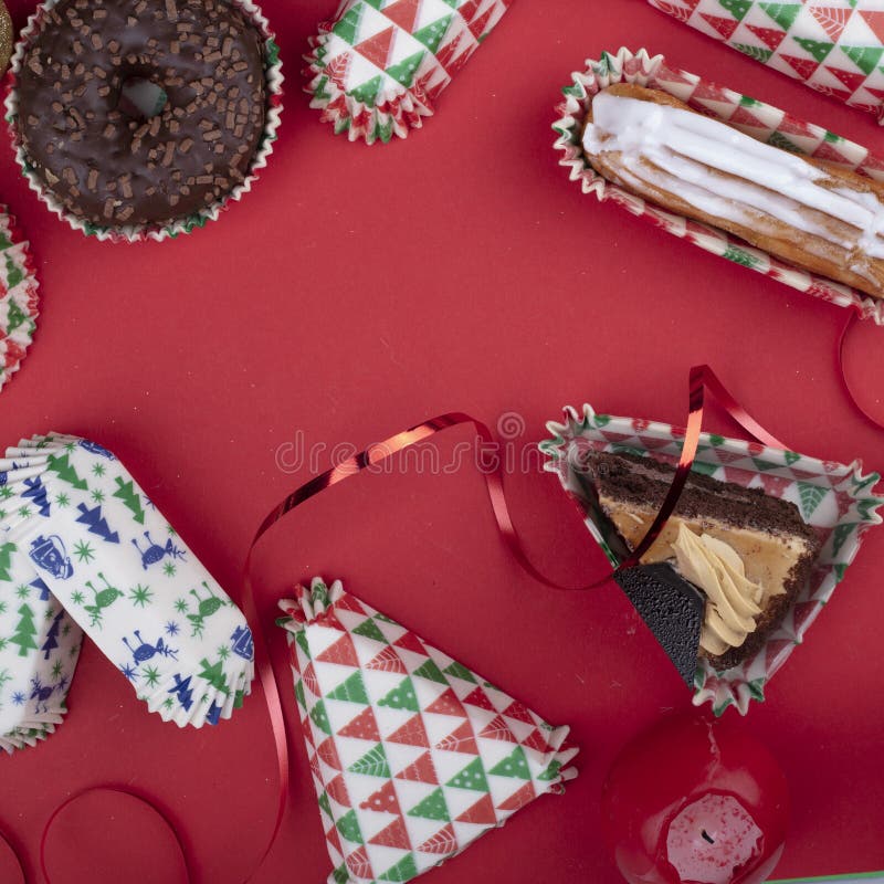 Christmas eclair shapes. stock photo. Image of food - 262556402
