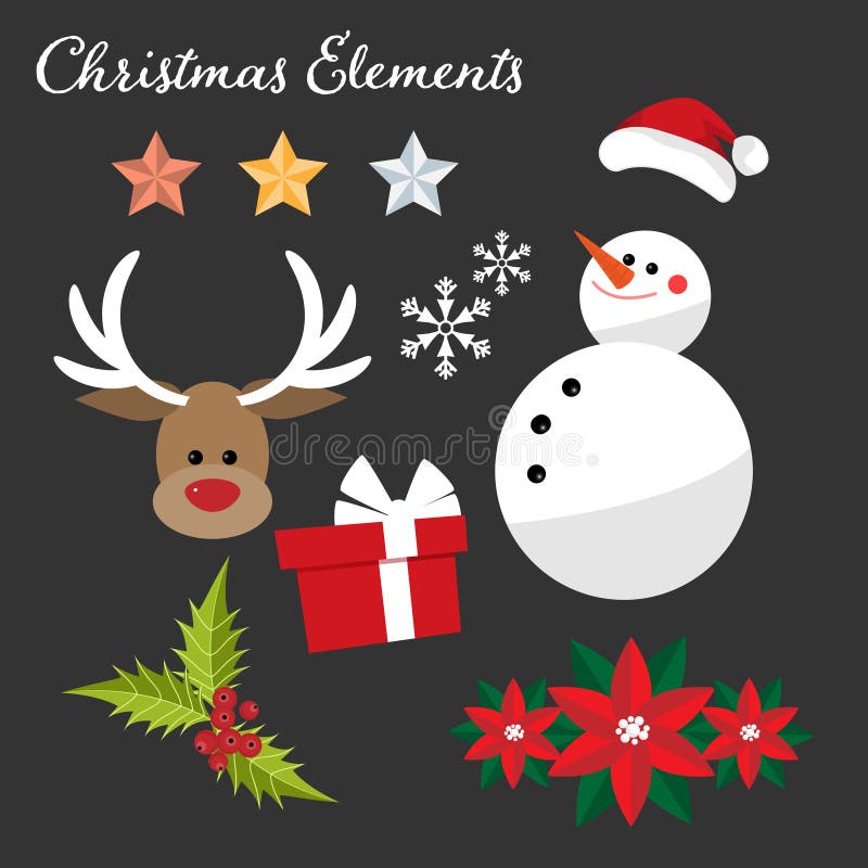 Christmas Element Collection in Flat Design. Stock Vector ...