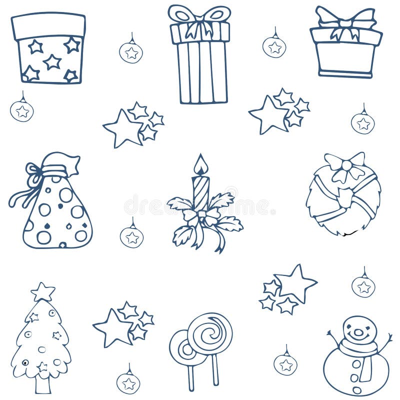 Christmas Element with Hand Draw Doodle Stock Vector - Illustration of ...