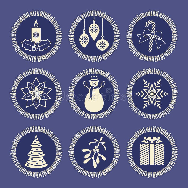 Christmas elements on blue stock vector. Illustration of tinsel - 102174650