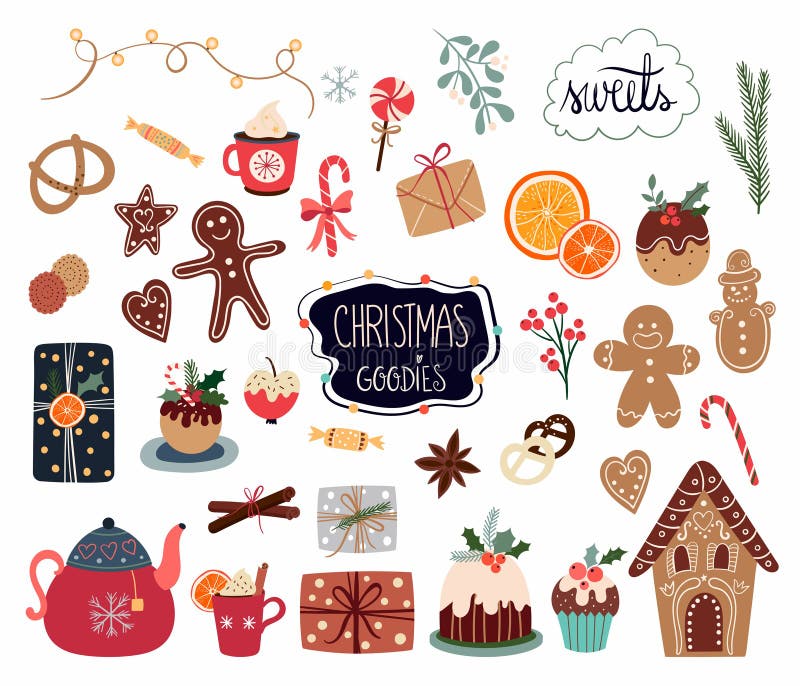 Christmas Elements Collection with Different Seasonal Items Stock ...