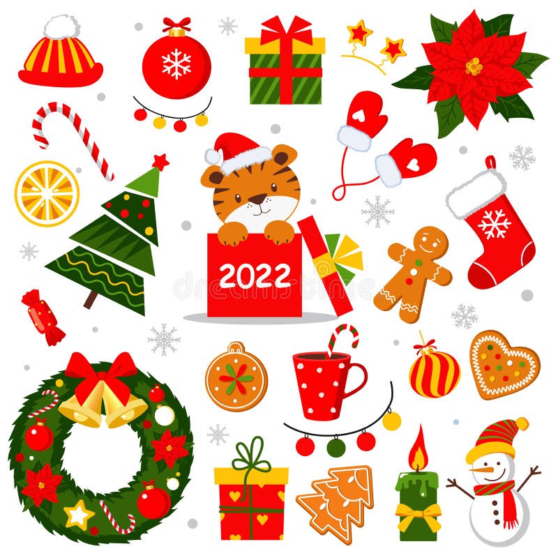 Christmas Elements. Color Vector Elements. Illustration for Happy New ...