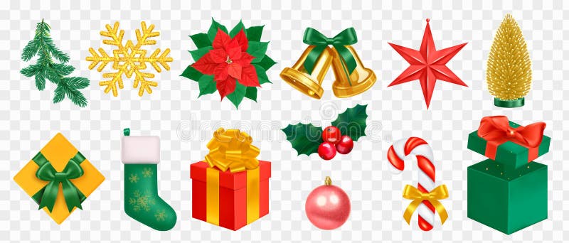 Christmas Elements in Realistic Style Stock Illustration - Illustration ...