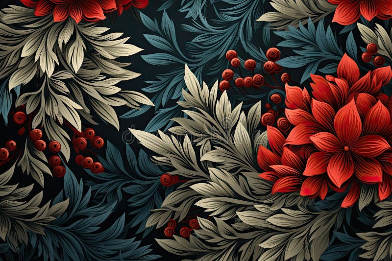 Christmas Elements, Red Sage Green and Blue Color Palette Stock ...