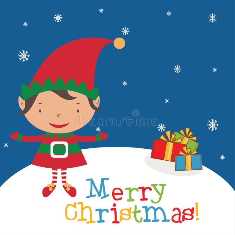 Christmas Elf Card Template Stock Vector - Illustration of cute ...
