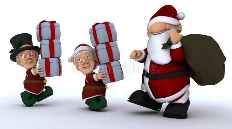 Christmas Elf Carrying Gifts for Santa Stock Illustration ...