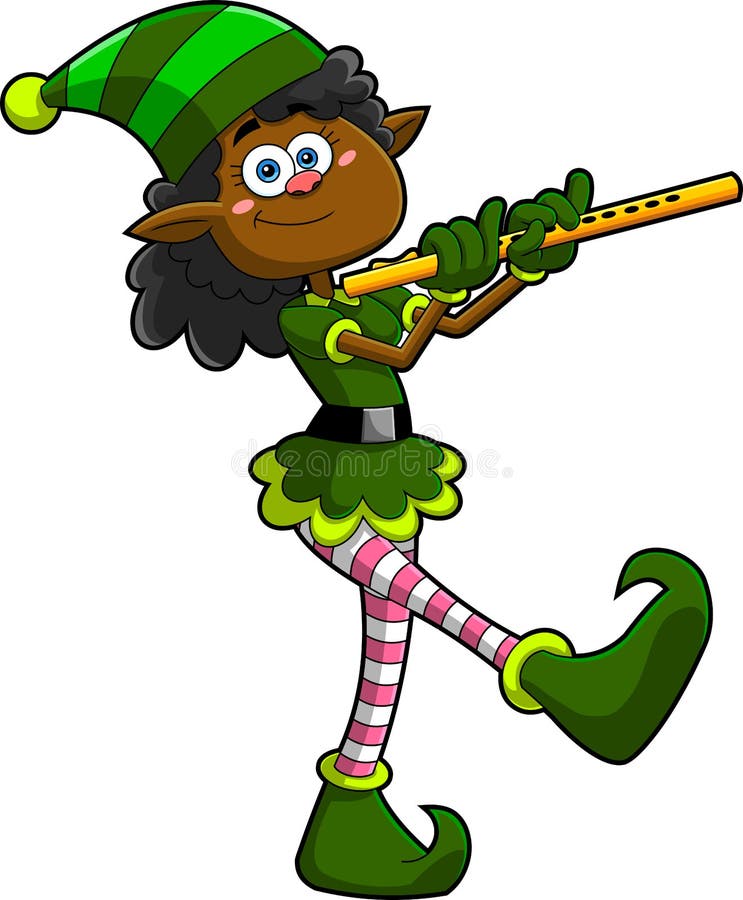 Santa S Little Female Black Elf Helper Cartoon Character Stock Vector ...